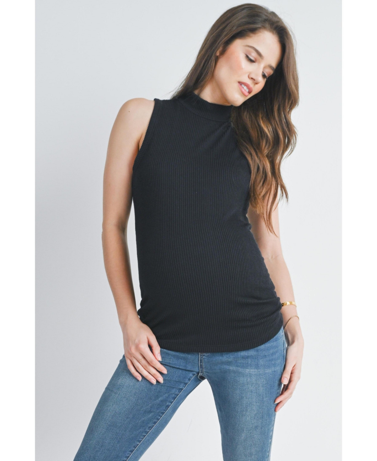Click here for Hello Miz Maternity Sleeveless Mock Neck Tank Top... prices