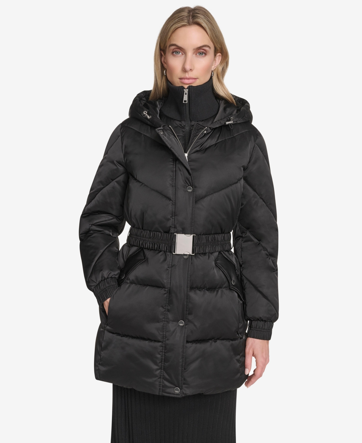 Click here for Andrew Marc Womens Mallee Belted Parka - Black prices
