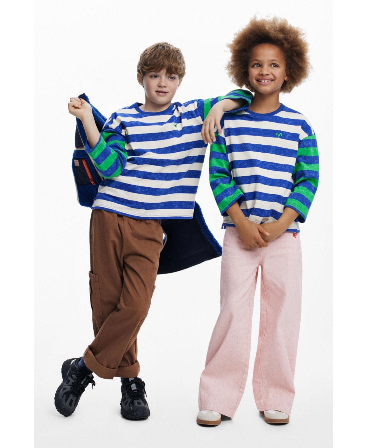 Click here for Desigual Boys Boyss Faded Striped T-Shirt - Blue prices