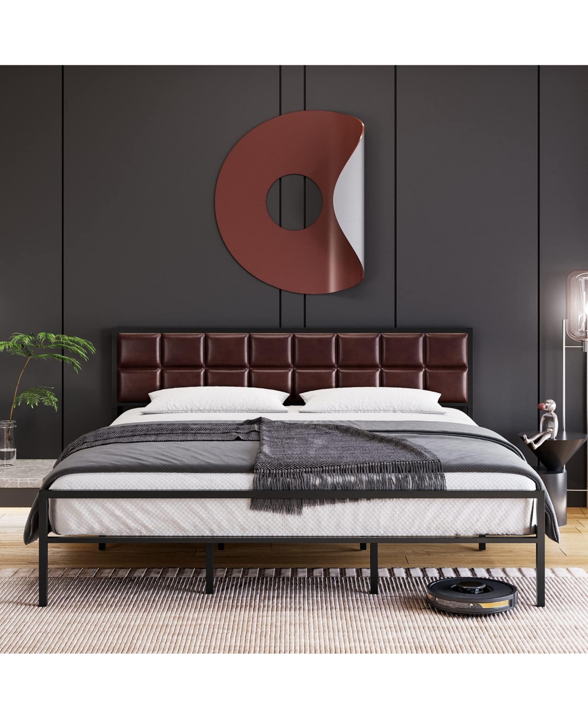 Click here for gaomon Size Bed Frame  Faux Leather Platform Bed F... prices