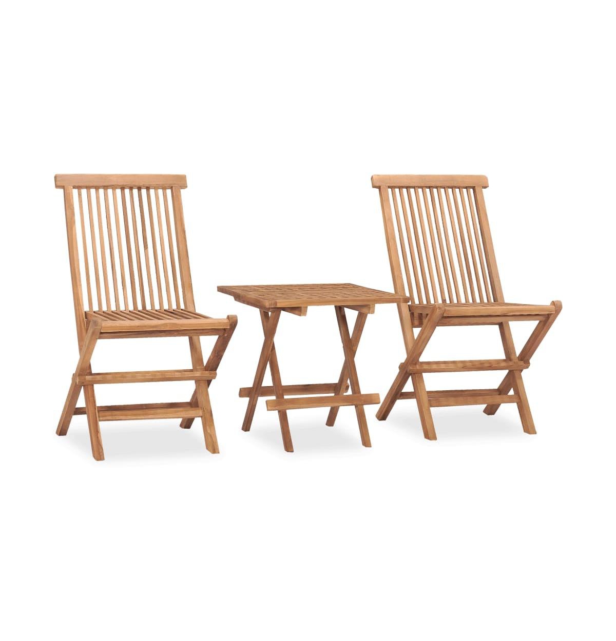 Click here for 3 Piece Folding Patio Dining Set Solid Teak Wood -... prices