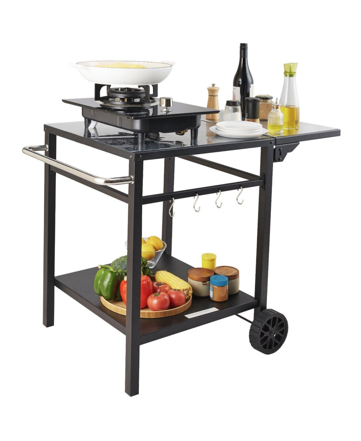 Click here for Mecale Outdoor Grill Prep Cart  Double-Shelf Foldi... prices