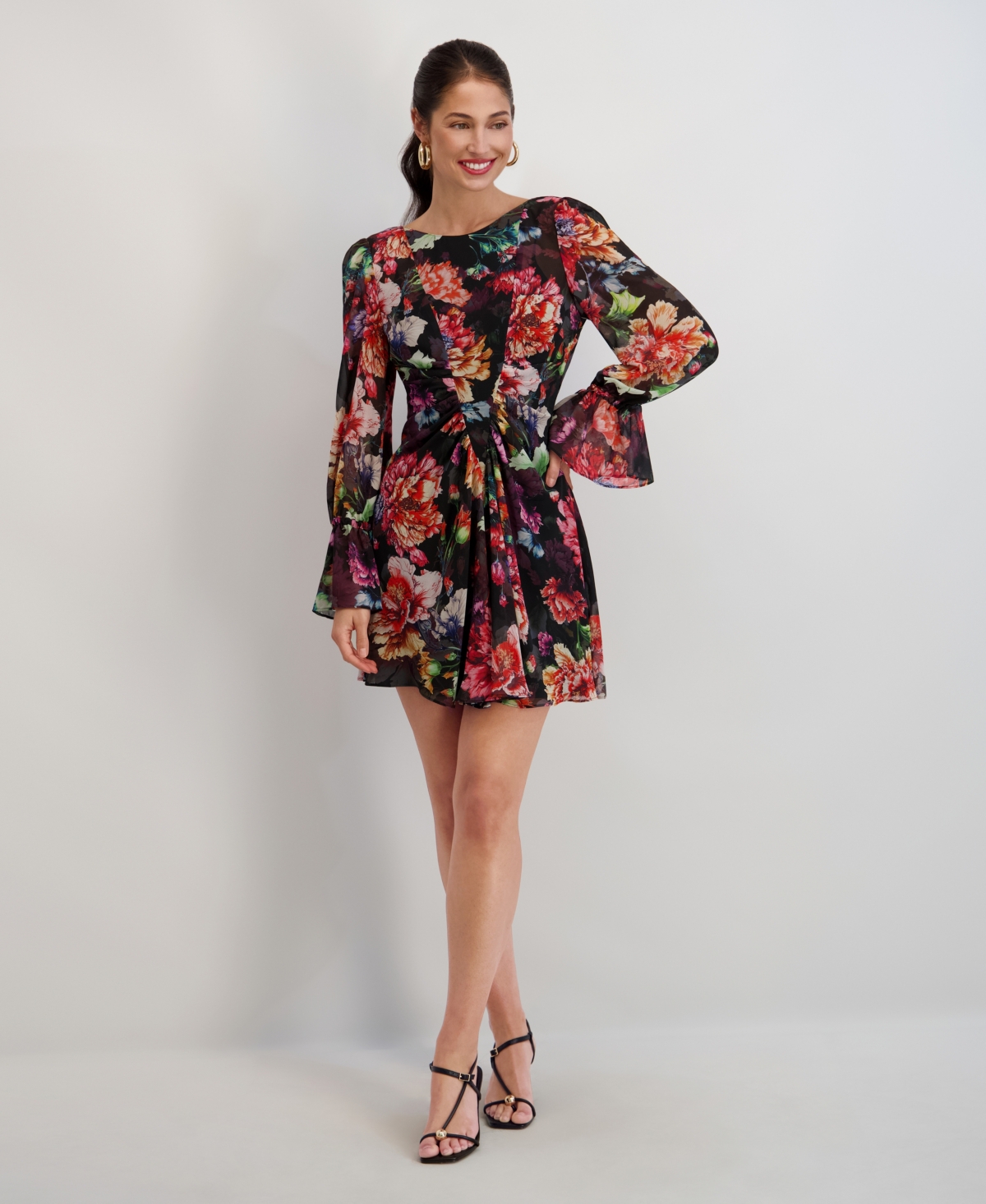 Click here for Siena Womens Printed Chiffon Boat Neck Short Dress... prices