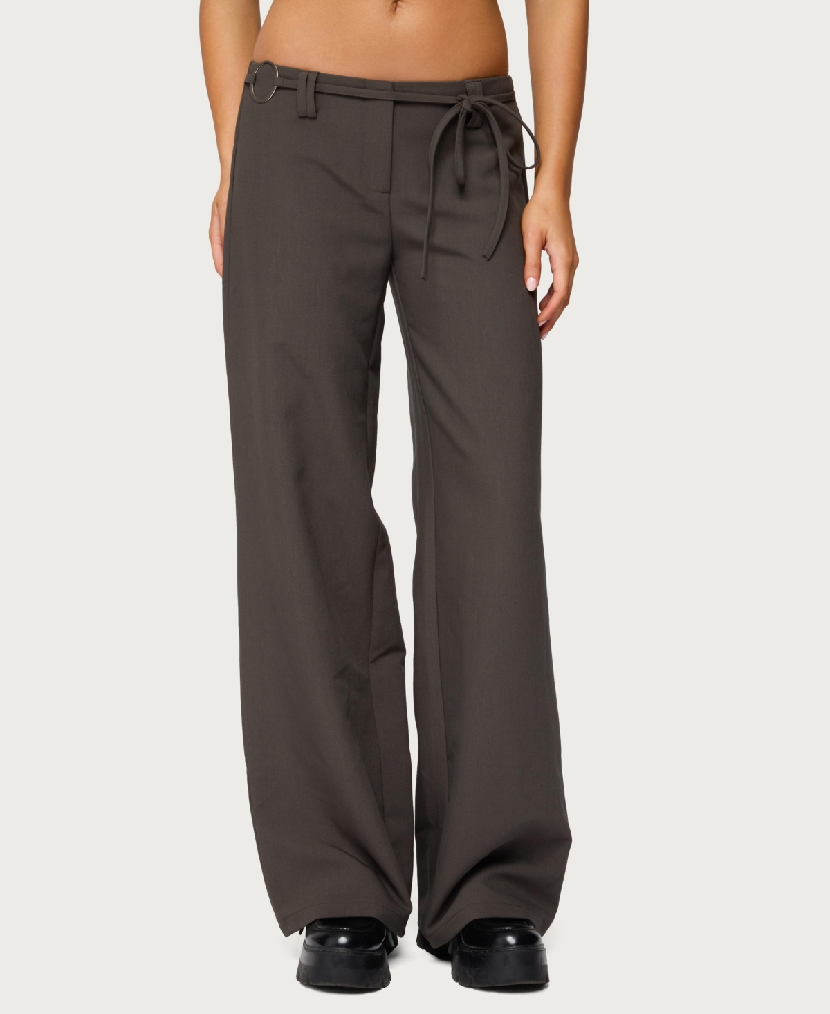 Click here for Edikted Womens Raphael Tie Belt Pants - Gray prices