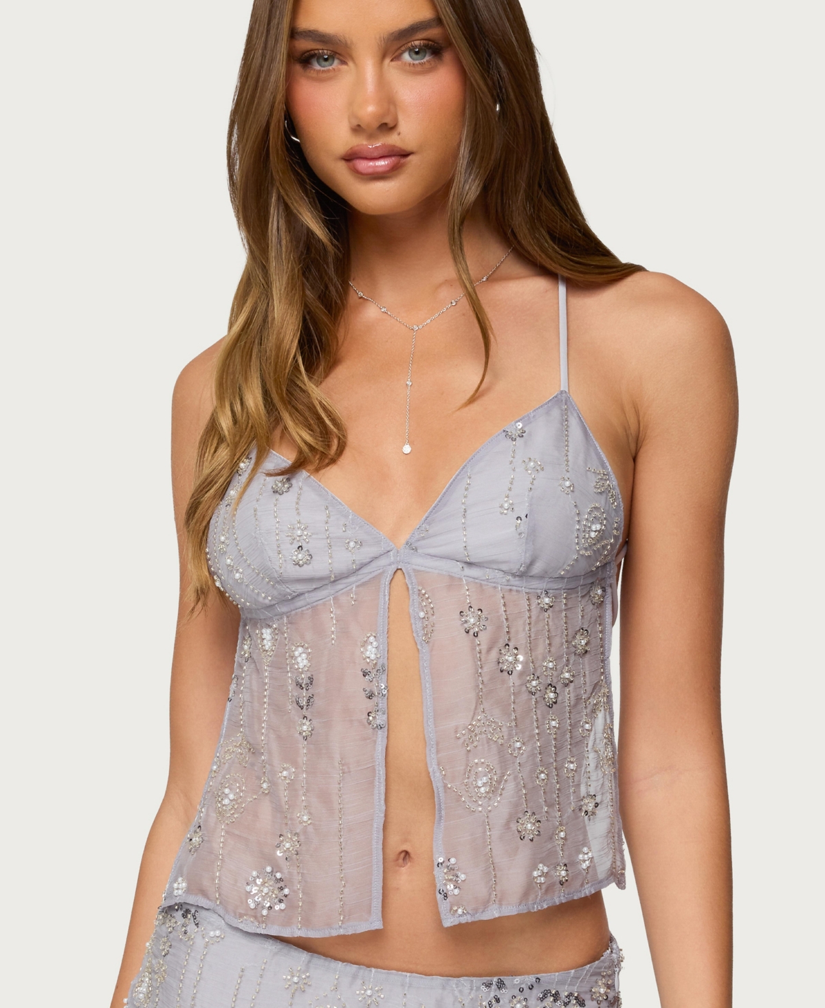 Click here for Edikted Womens Kylie Beaded Split Front Backless T... prices