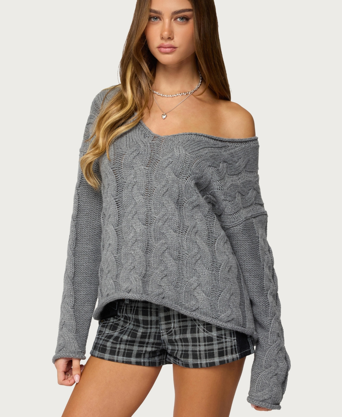 Click here for Edikted Womens Inga Oversized Cable Knit Sweater -... prices