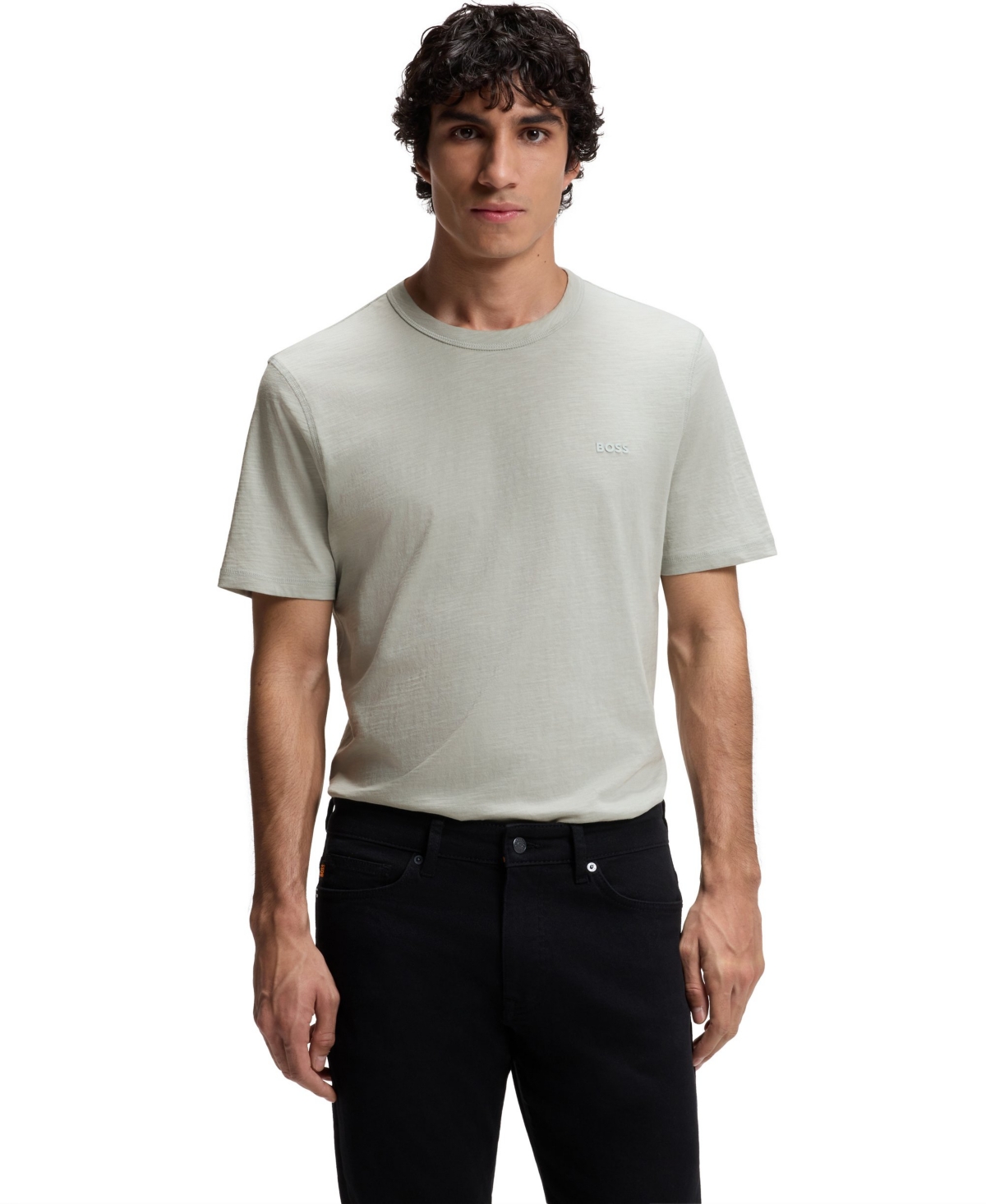Click here for Boss by Hugo Boss Mens Slub-Cotton Logo Detail T-S... prices