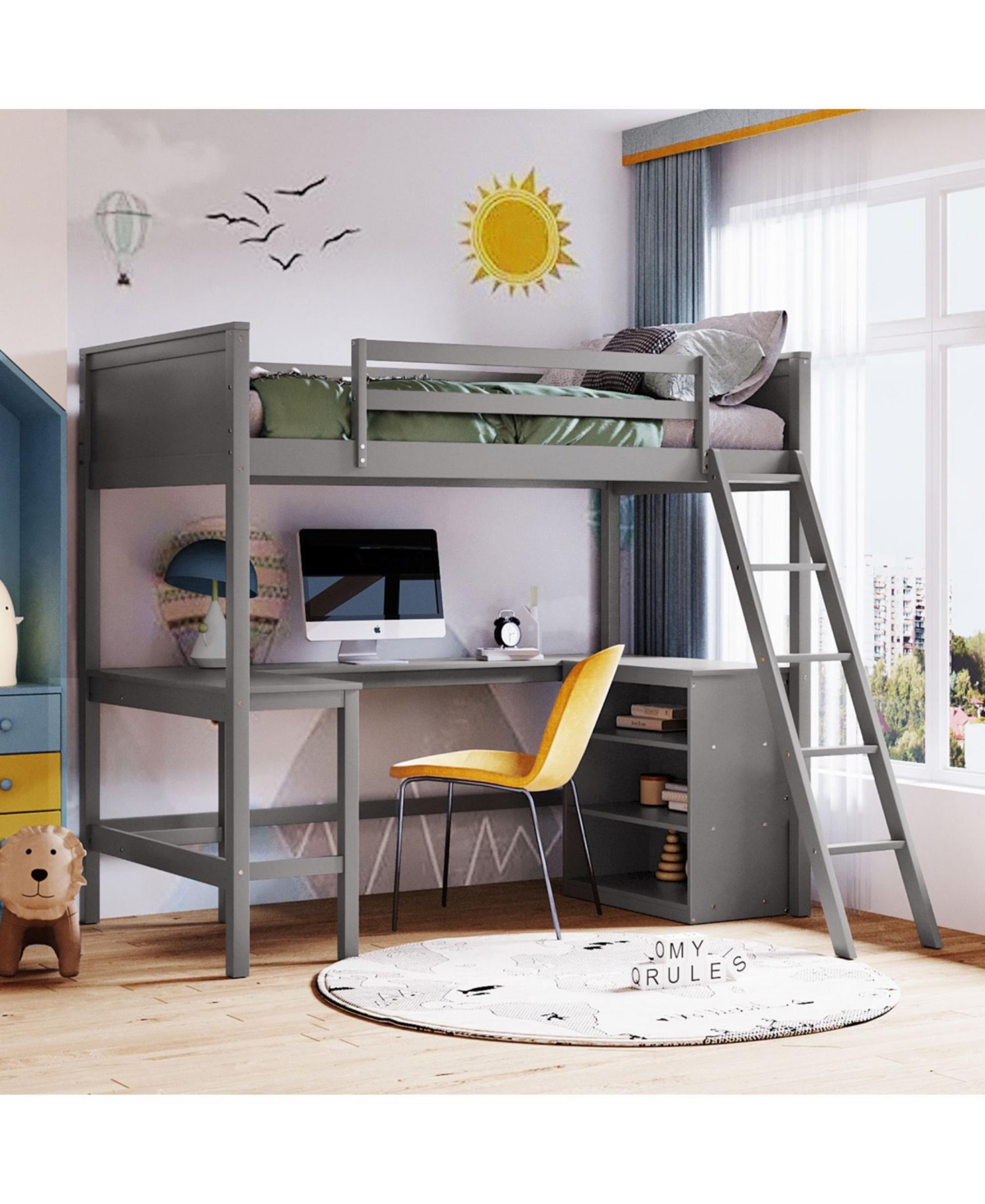 Click here for Streamdale Twin Size Loft Bed With Shelves And Des... prices