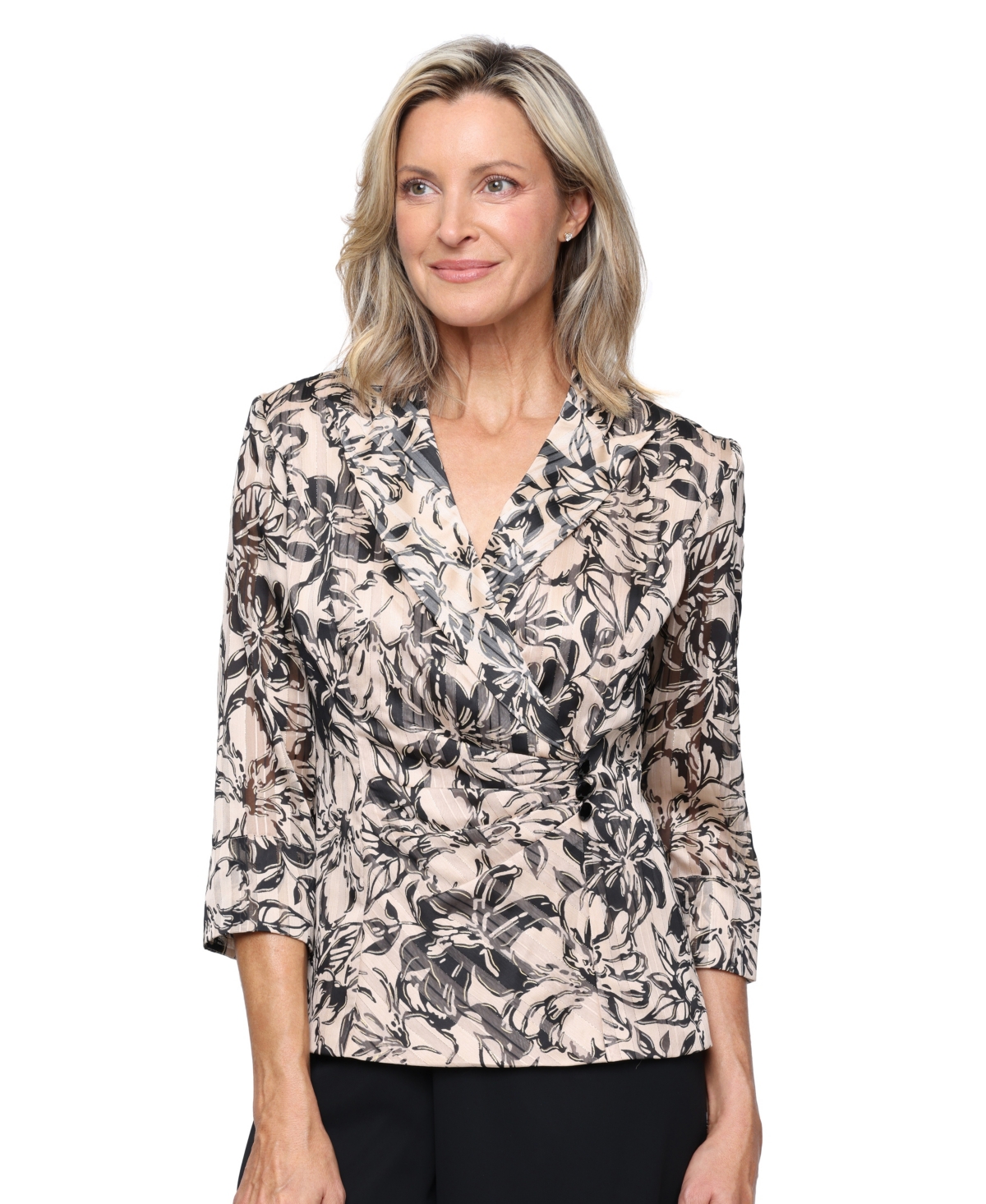 Click here for Alex Evenings Womens Chiffon Collared Printed Burn... prices