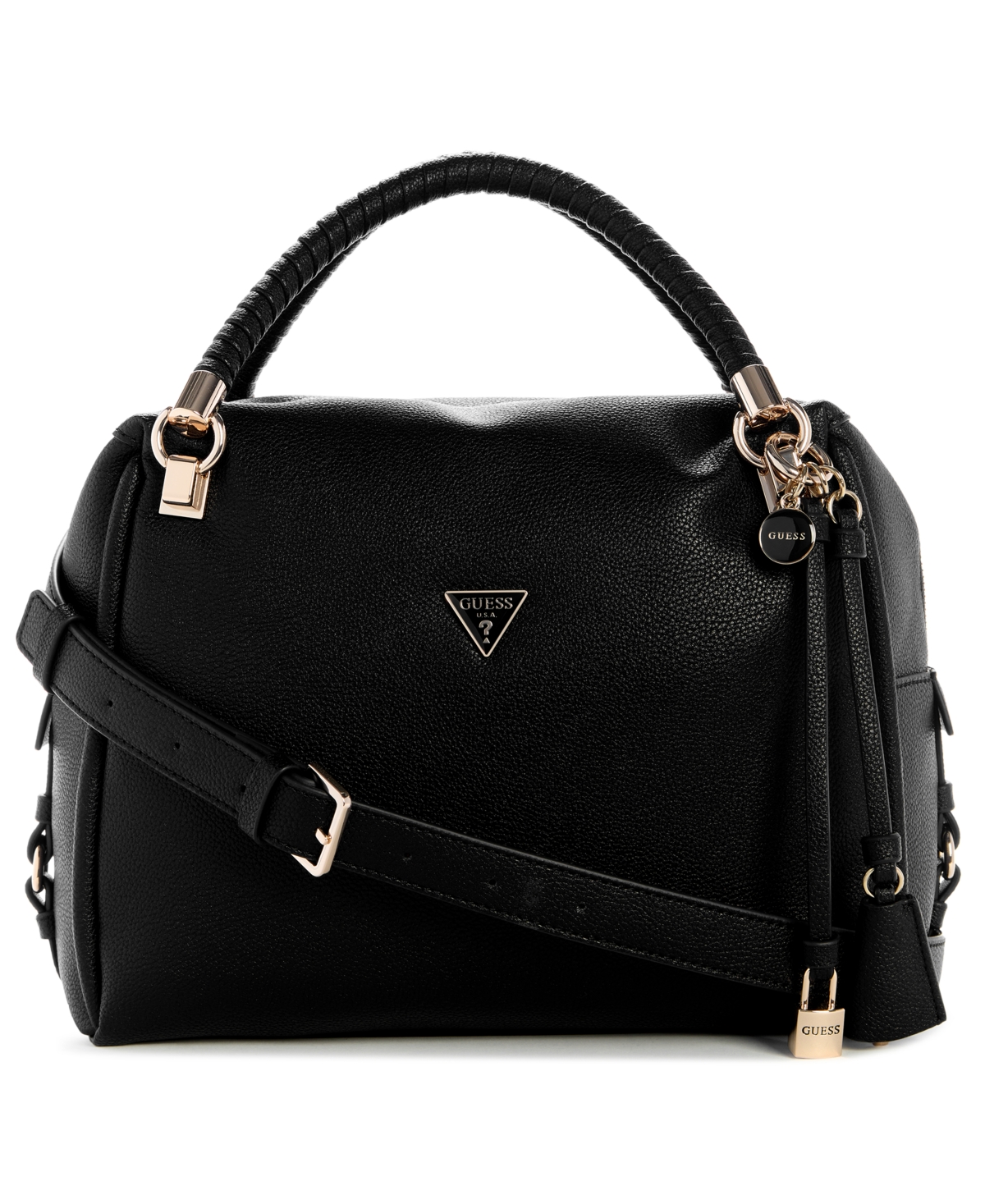 Click here for Guess Danya Top-Zip Large Satchel Bag - Black prices