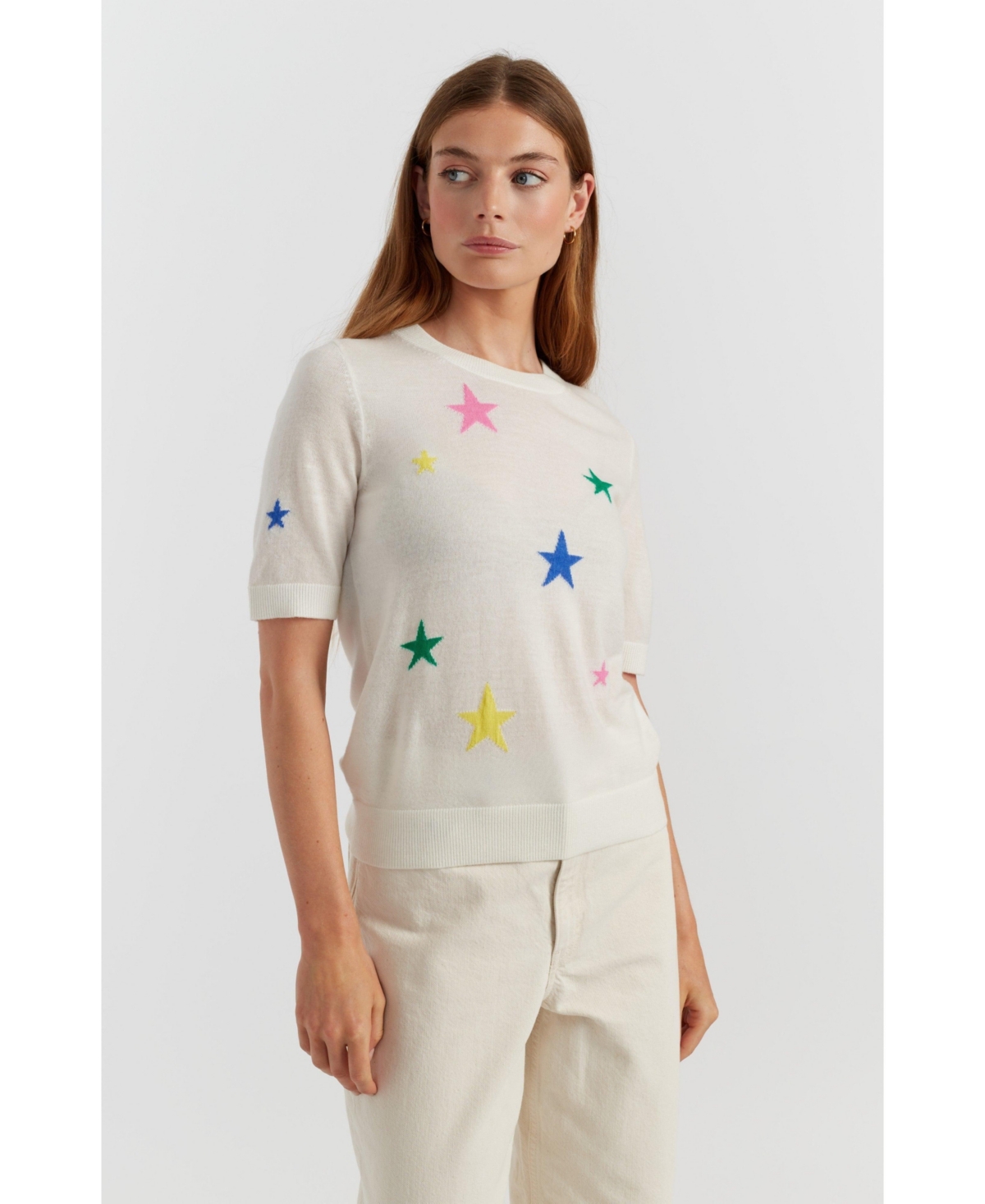 Click here for Chinti & Parker Womens Pure Merino Star Tee - Crea... prices