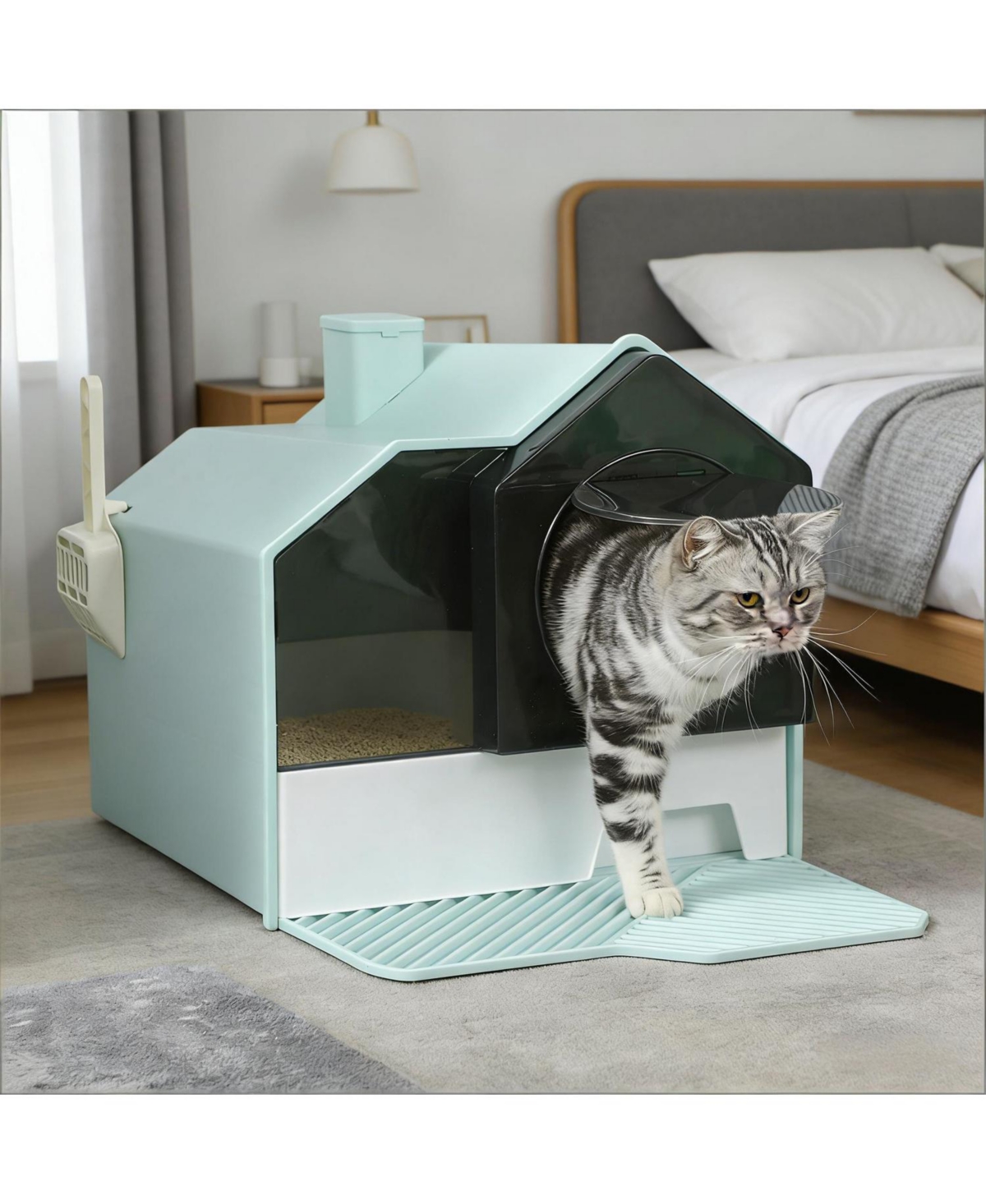 Click here for Aostirmotor Hooded Cat Litter Box in Light Blue prices