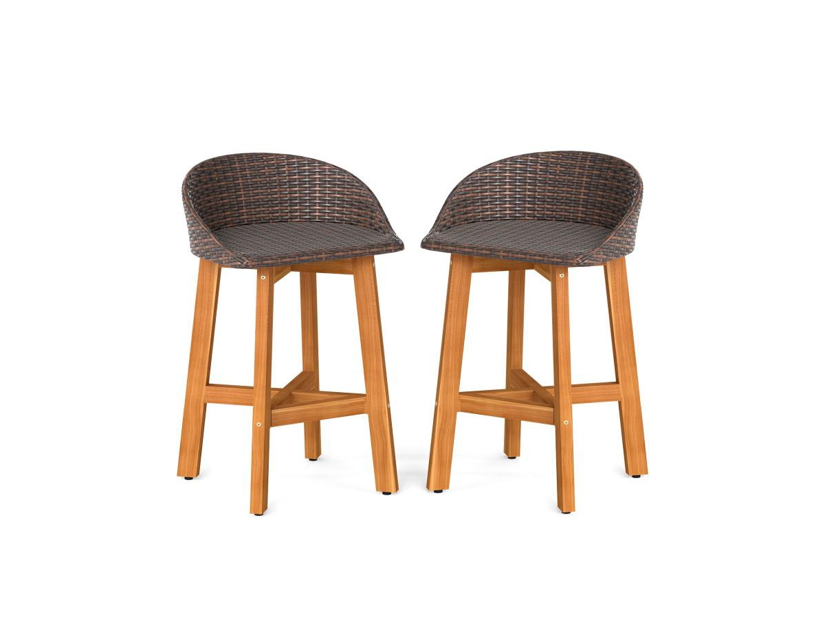 Click here for Slickblue 2-Piece Ergonomic Faux Rattan Bar Chairs... prices