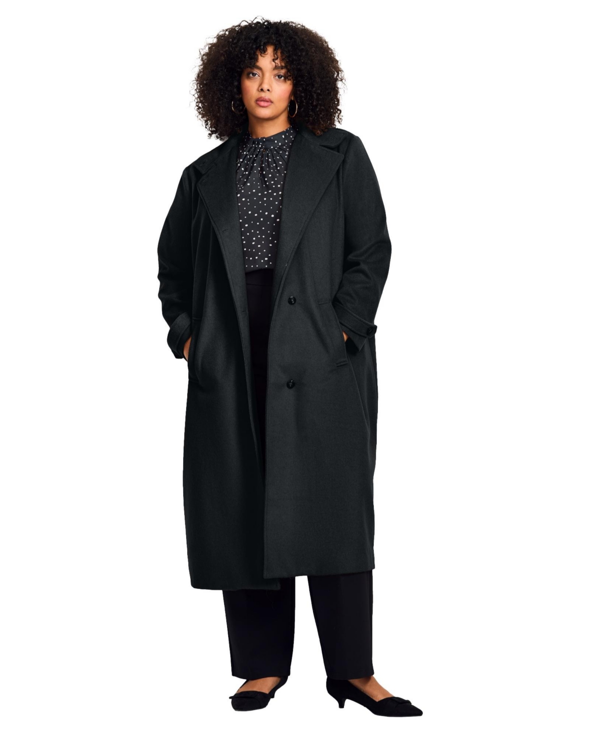 Click here for Avenue Womens Funnel Neck Long Coat - Black prices