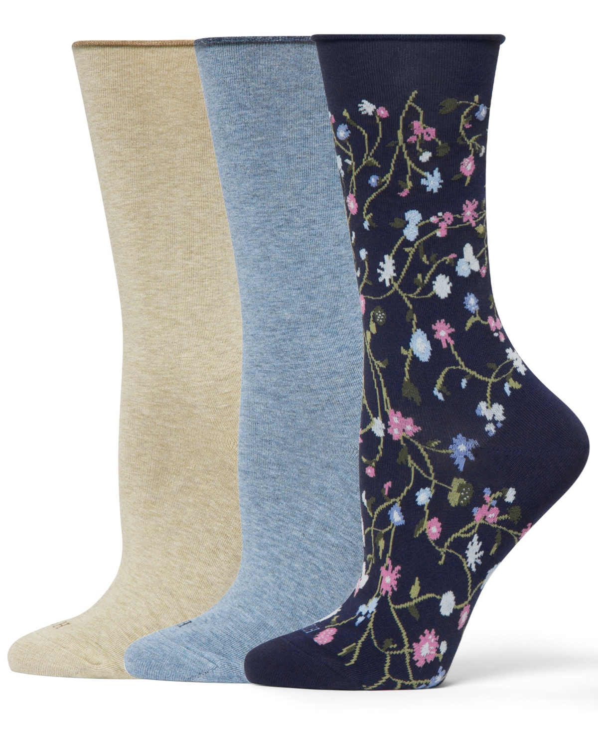 Click here for Hue Womens Roll Top Socks 3-Pk U6487MP - Navy Dits... prices