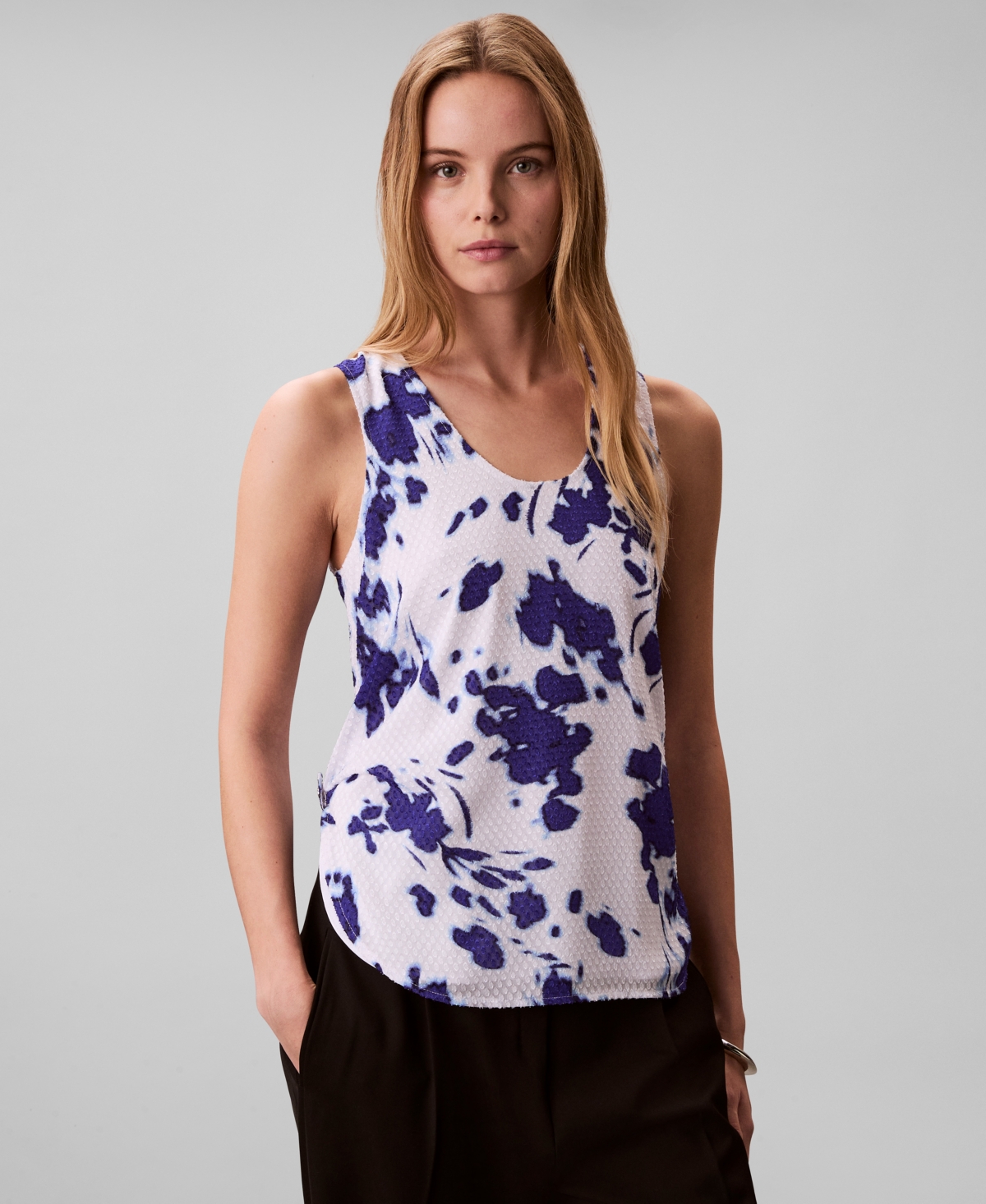 Click here for Calvin Klein Womens Printed Fill Coupe Scoop Neck... prices