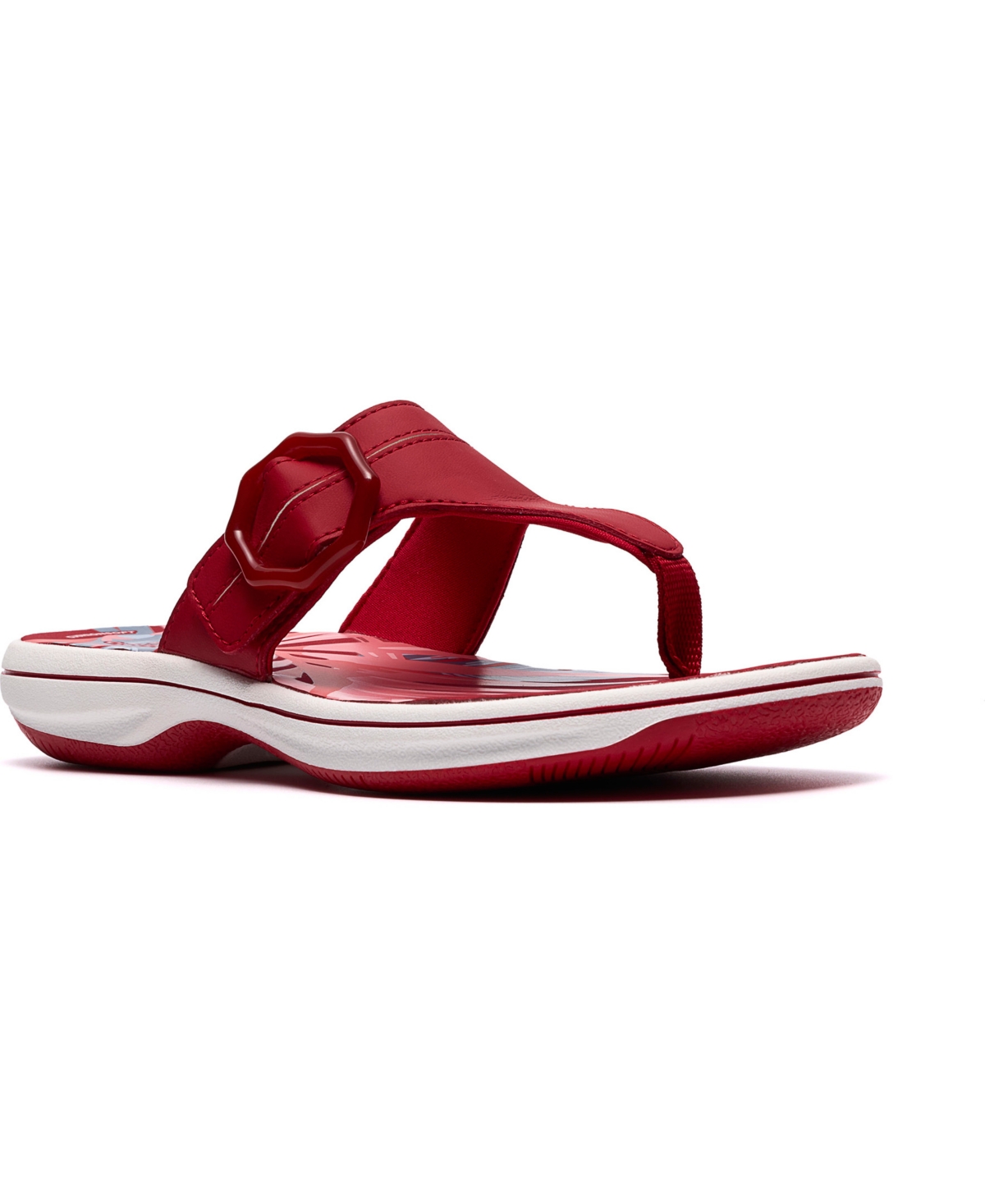 Click here for Clarks Womens Breeze Cove Flip Flop Flats - Red prices