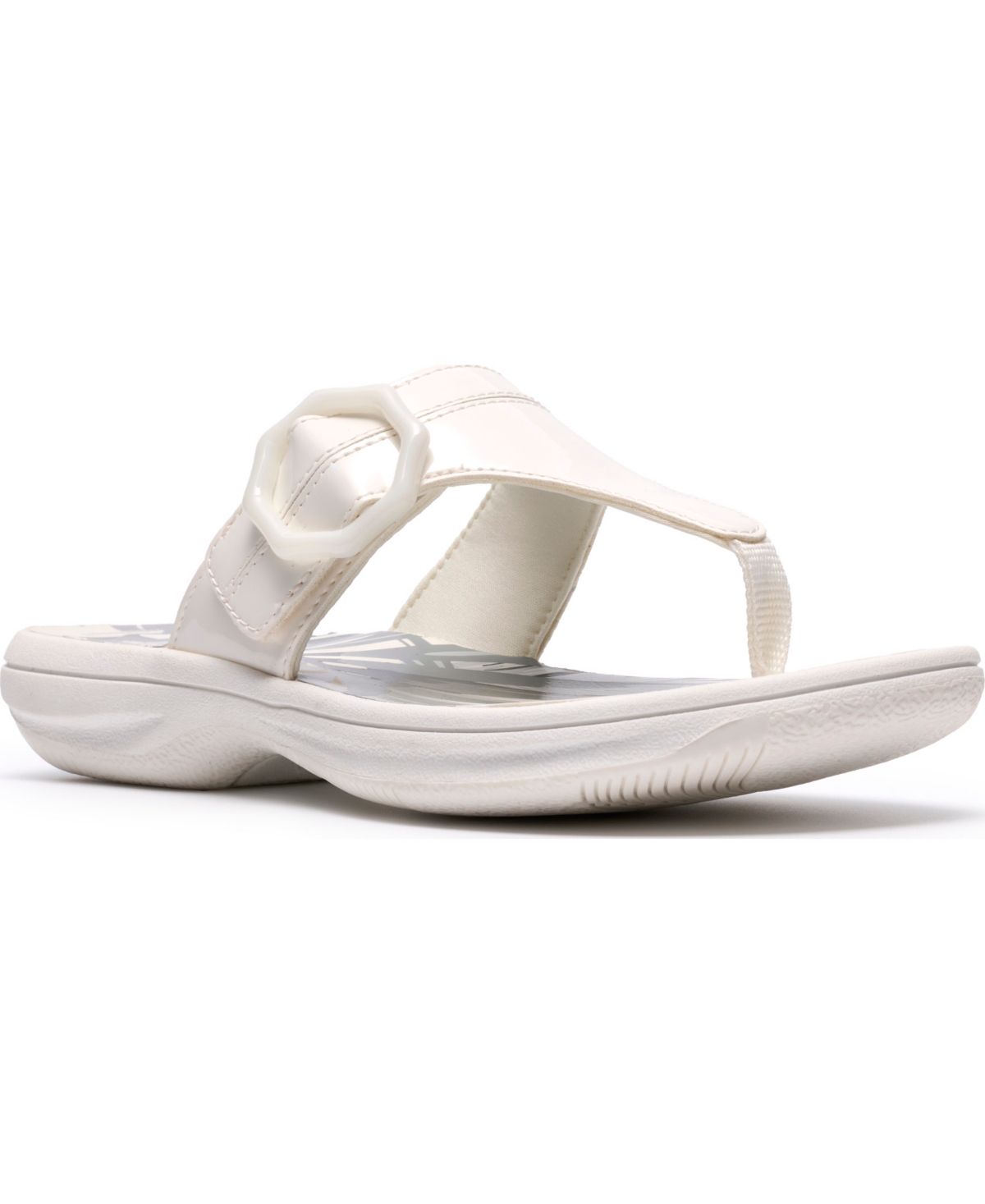 Click here for Clarks Womens Breeze Cove Flip Flop Flats - White prices