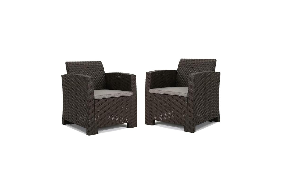 Click here for Flynama Outdoor Brown Faux Wicker Club Chairs with... prices