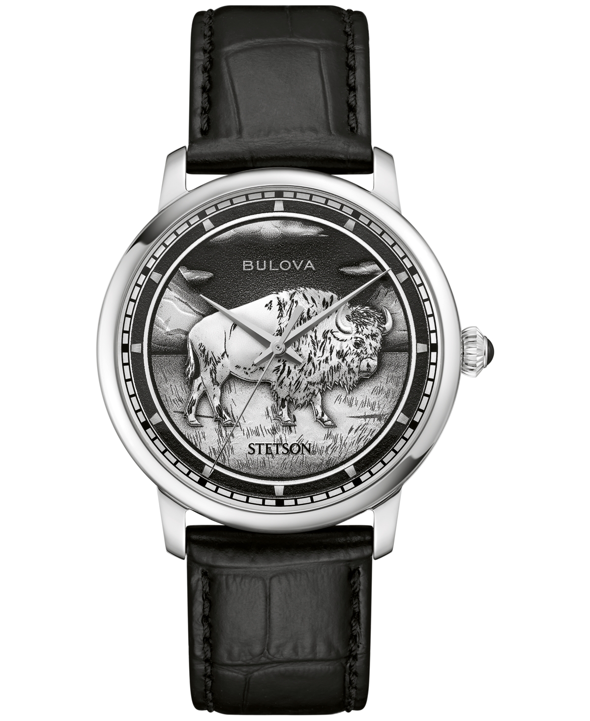 Click here for Bulova Mens Husdon Stetson Black Leather Strap Wat... prices