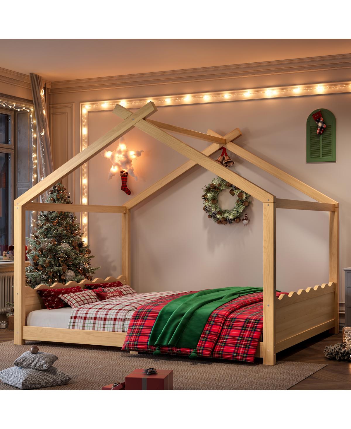 Click here for Streamdale Queen House Floor Bed with Solid Wood F... prices