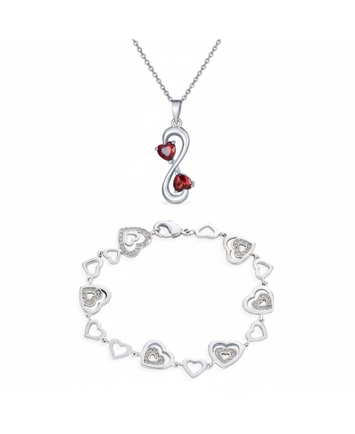 Click here for Bling Jewelry Romantic Red Infinity Heart Necklace... prices