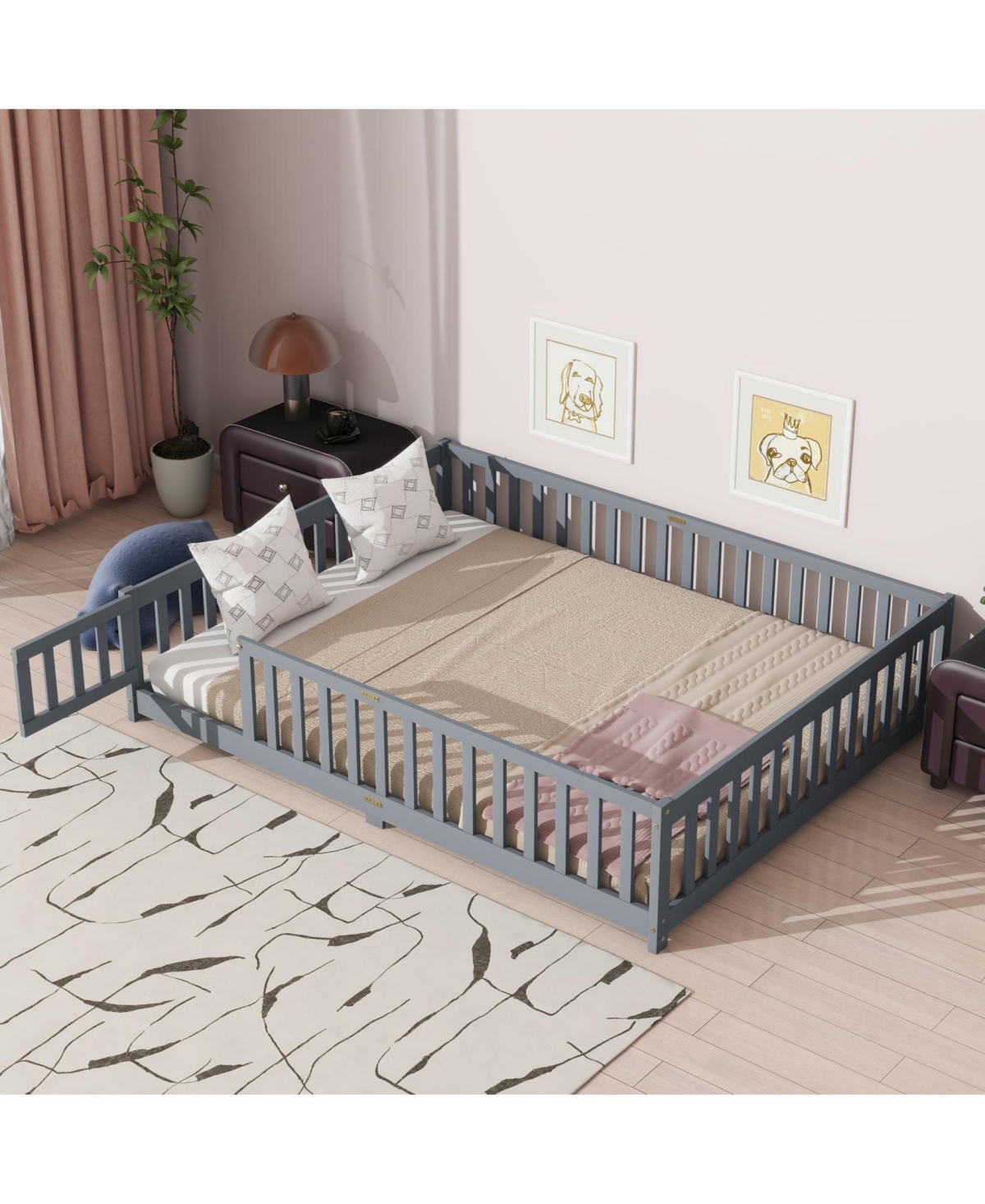 Click here for Streamdale Furniture Queen Floor Bed with Fence &... prices