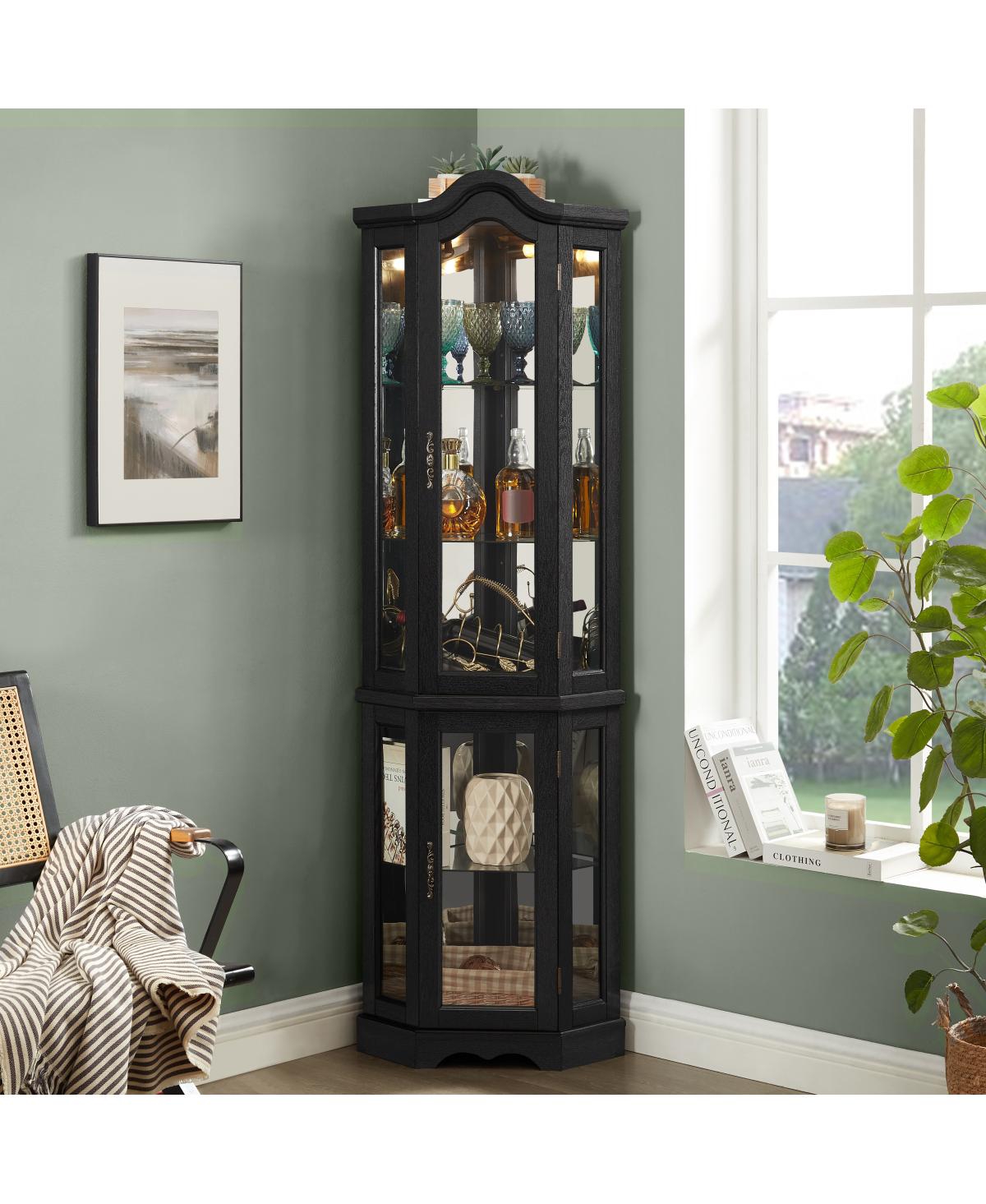 Click here for Streamdale Furniture Lighted Oak Curio Cabinet wit... prices