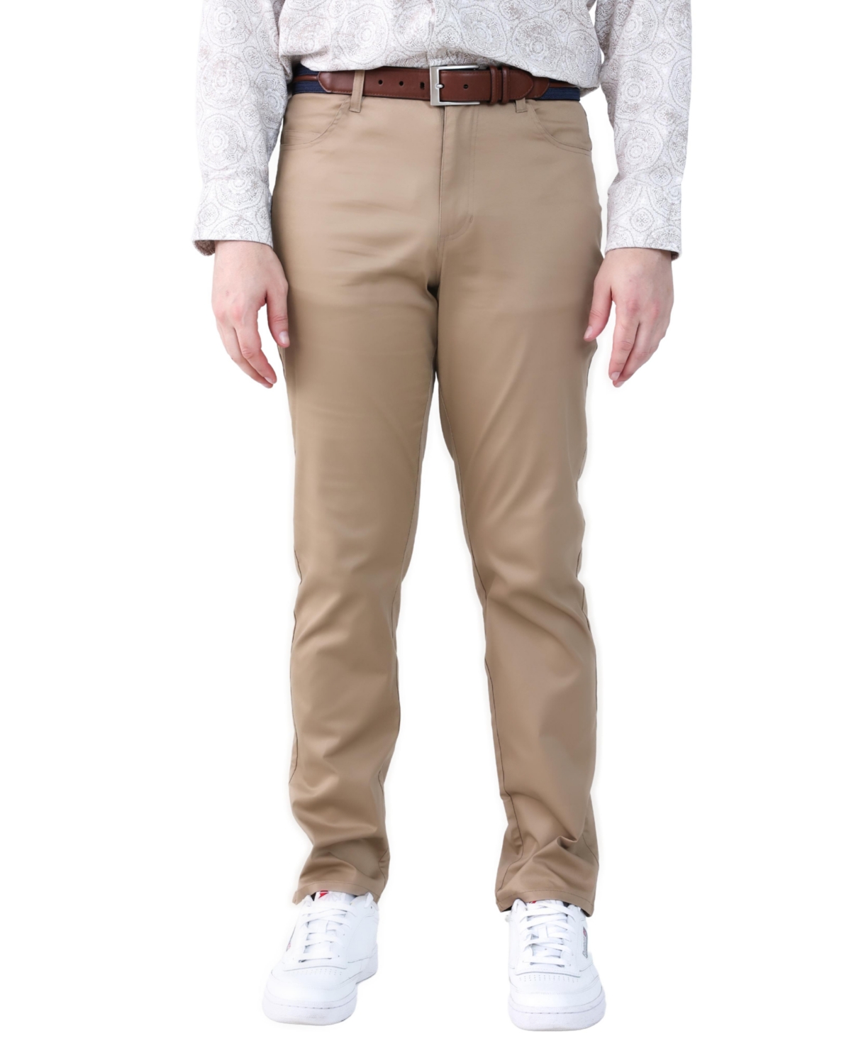 Click here for Tailorbyrd Mens Solid Cotton Spandex Pants - Khaki prices