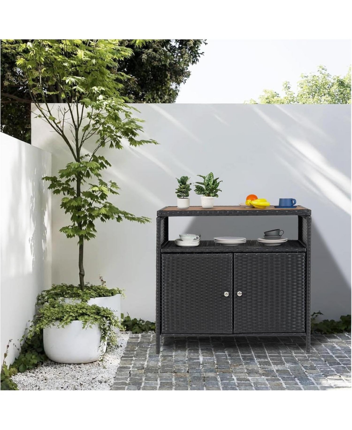 Click here for gaomon Versatile Outdoor Wicker Storage Cabinet wi... prices