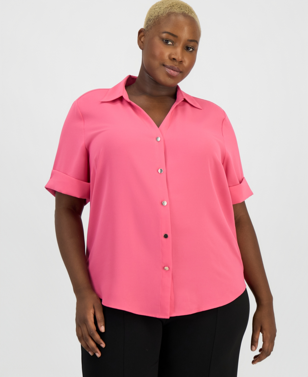 Click here for Anne Klein Essentials Plus Size Button-Front Shirt... prices