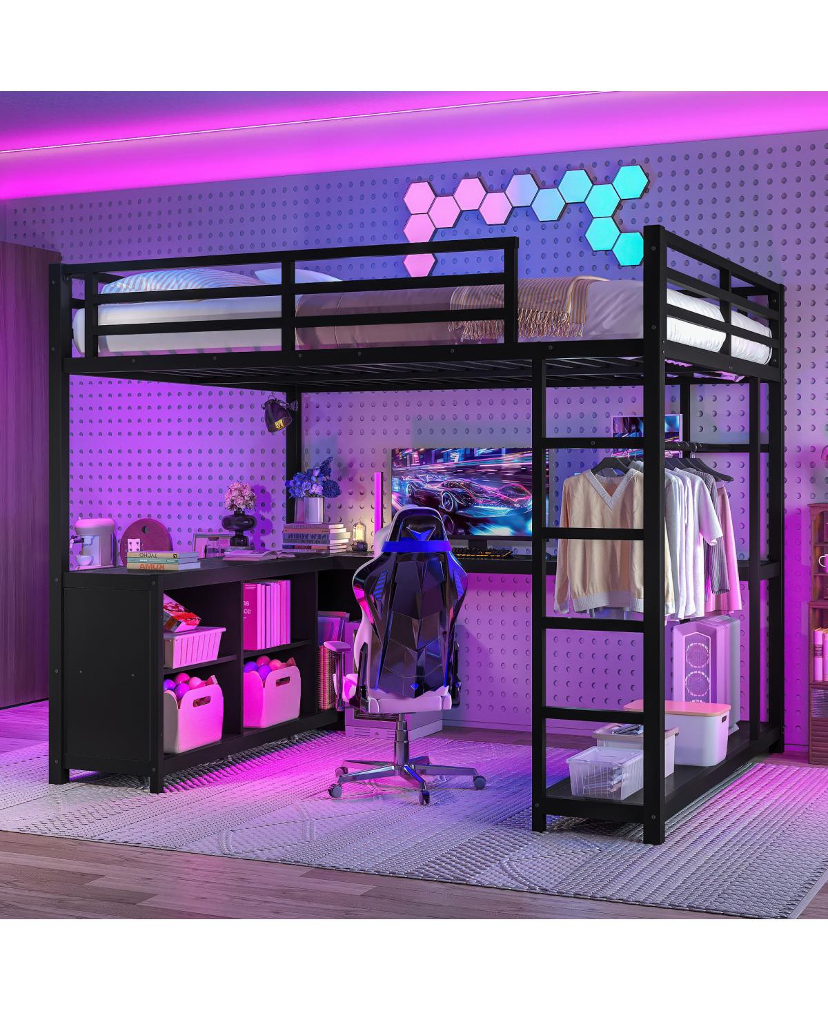 Click here for Streamdale Furniture Metal Loft Bed with Wardrobe... prices