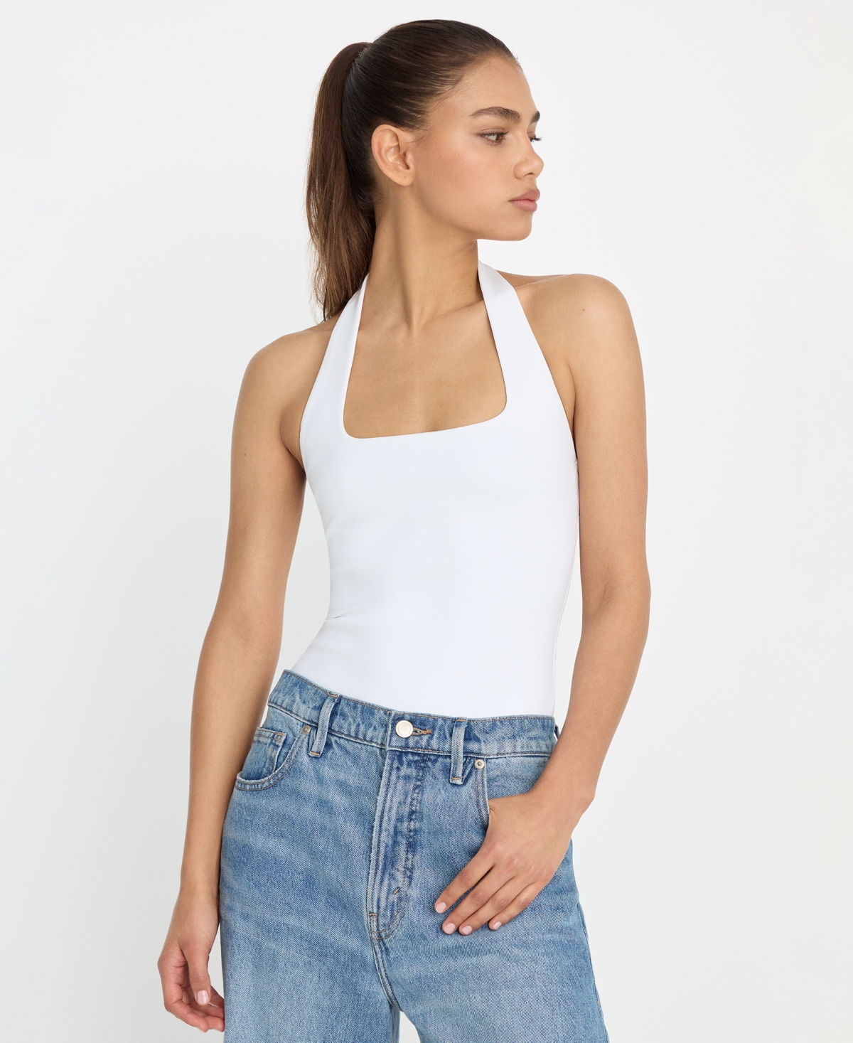 Click here for Good American Womens Halter Square Neck Bodysuit -... prices