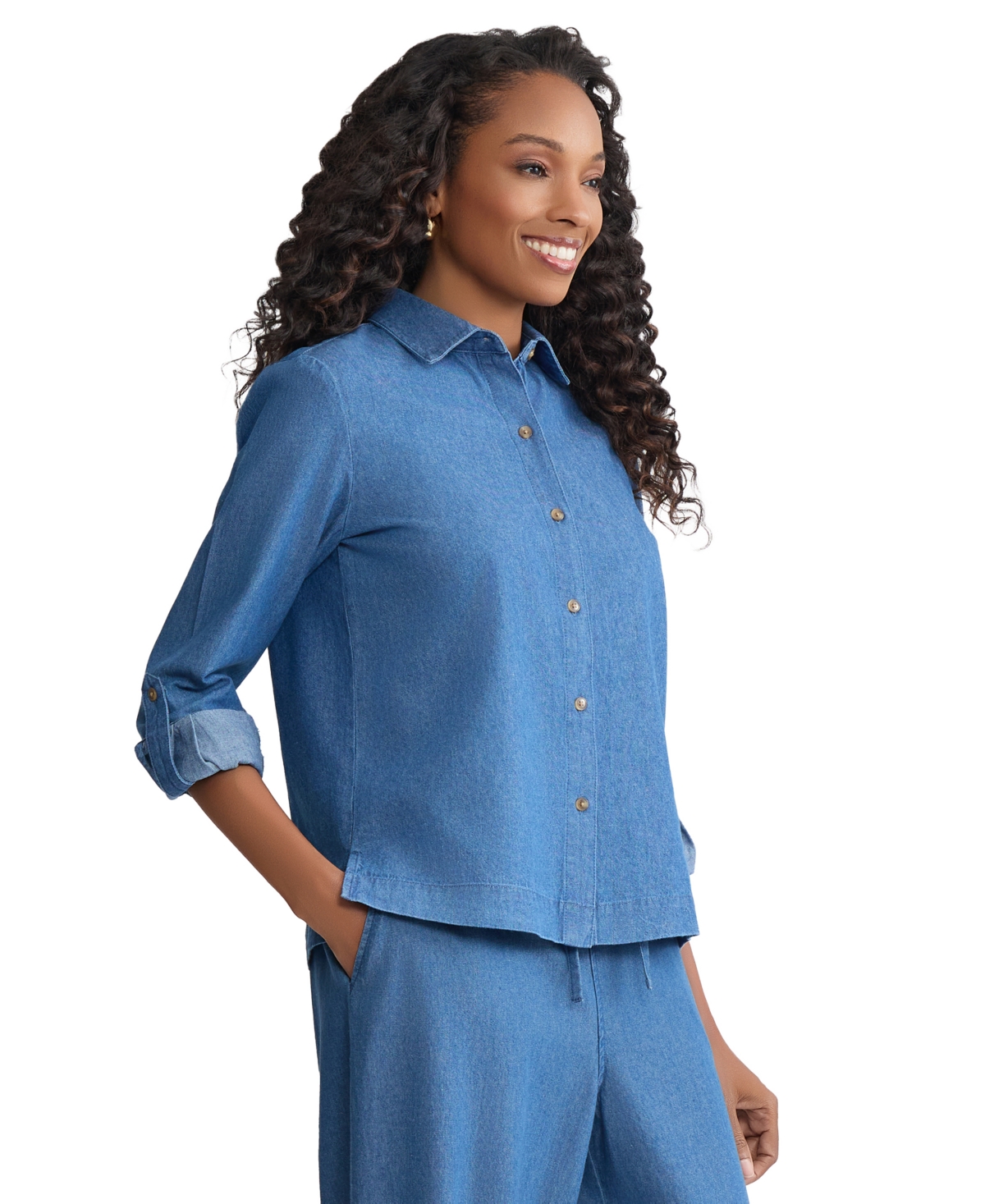 Click here for Jones New York Petite Long-Sleeve Button-Down Shir... prices