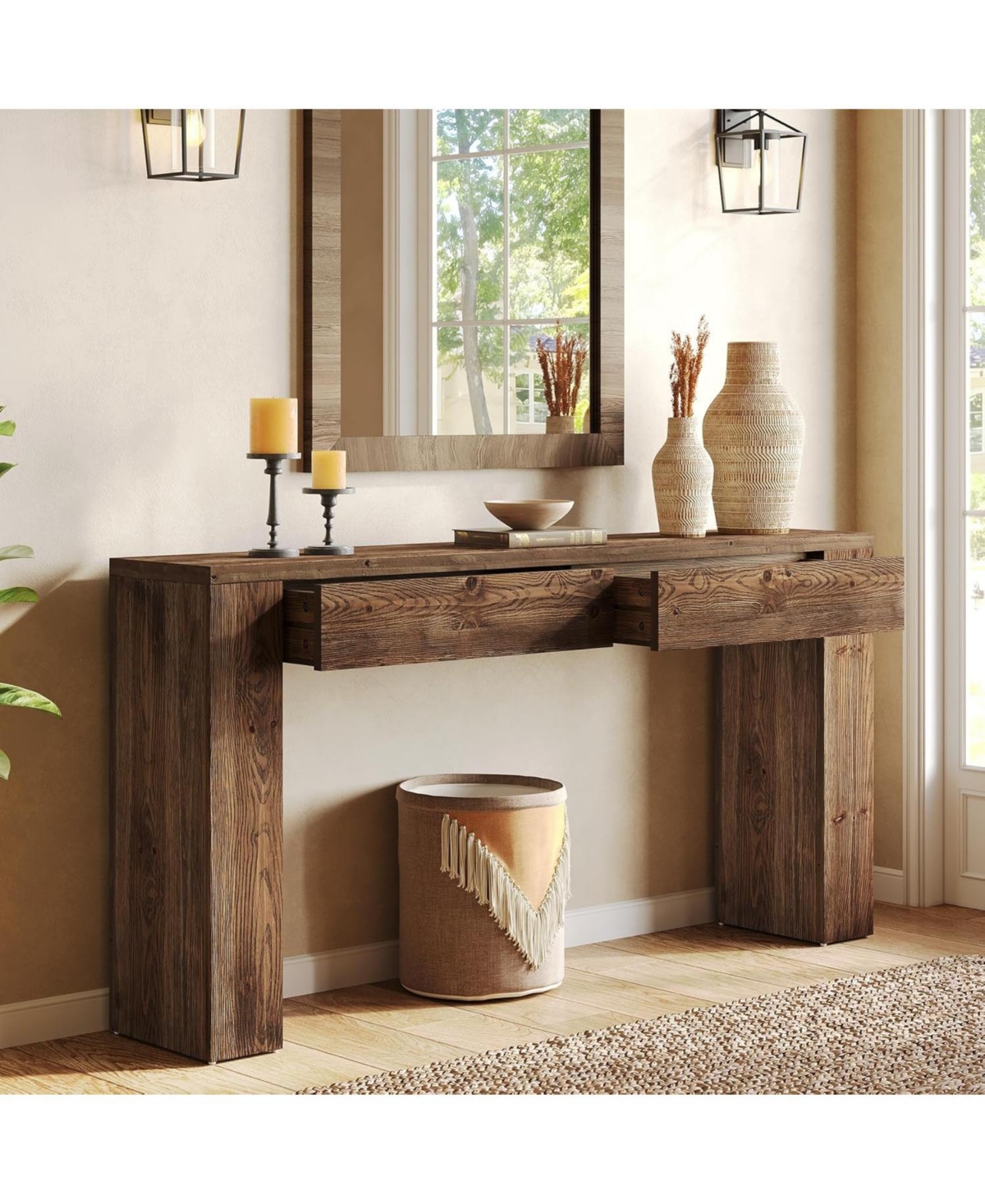 Click here for Tribesigns Sofa Table with 2 Drawers  63 Inches Ex... prices