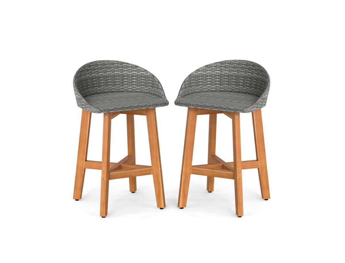 Click here for Slickblue 2-Piece Ergonomic Faux Rattan Bar Chairs... prices