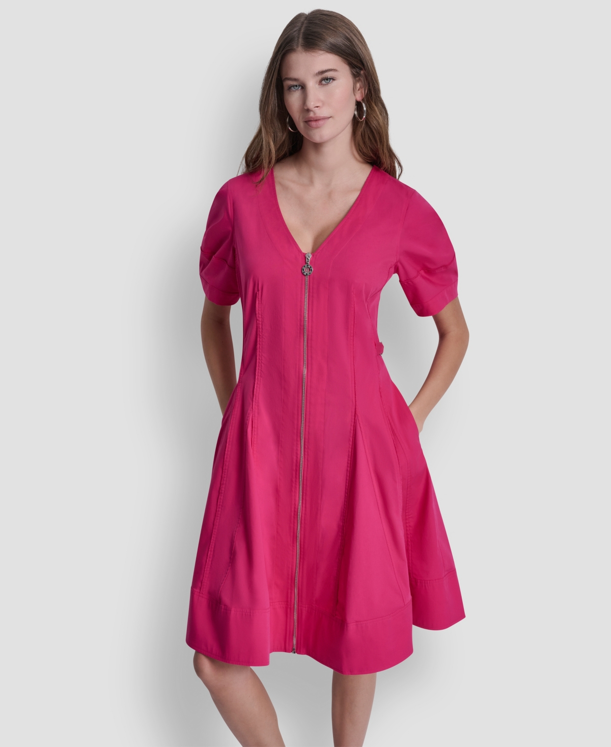 Click here for Dkny Womens Lantern Puff-Sleeve V-Neck Dress - Hot... prices