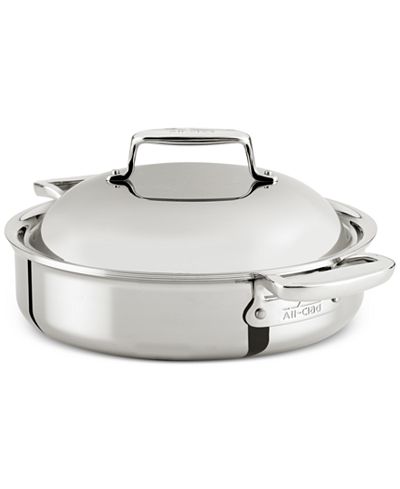 All-Clad d7 Stainless Steel 4-Qt. Braiser with Domed Lid - Cookware ...