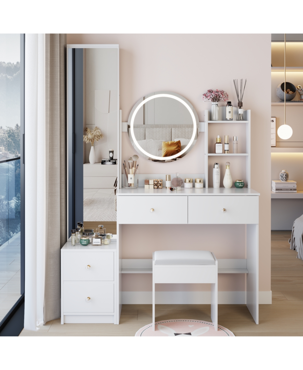 Click here for Streamdale Furniture Led Mirror Vanity Table Set -... prices