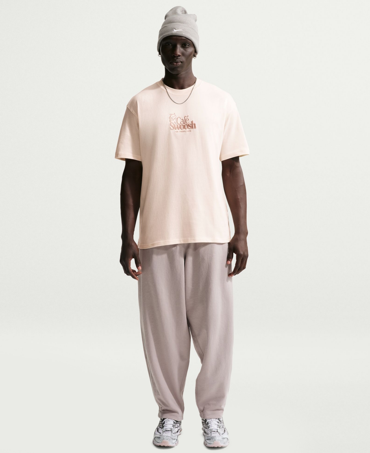 Click here for Nike Mens Cafe Swoosh Print Crewneck T-Shirt - Cha... prices