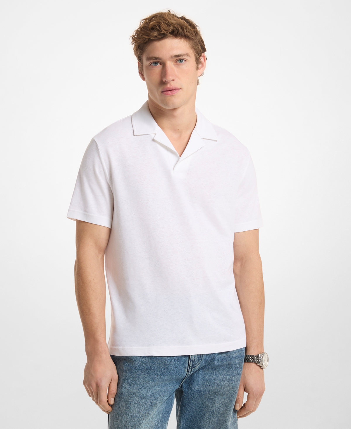 Click here for Michael Kors Mens Johnny Collar Polo Shirt - White prices