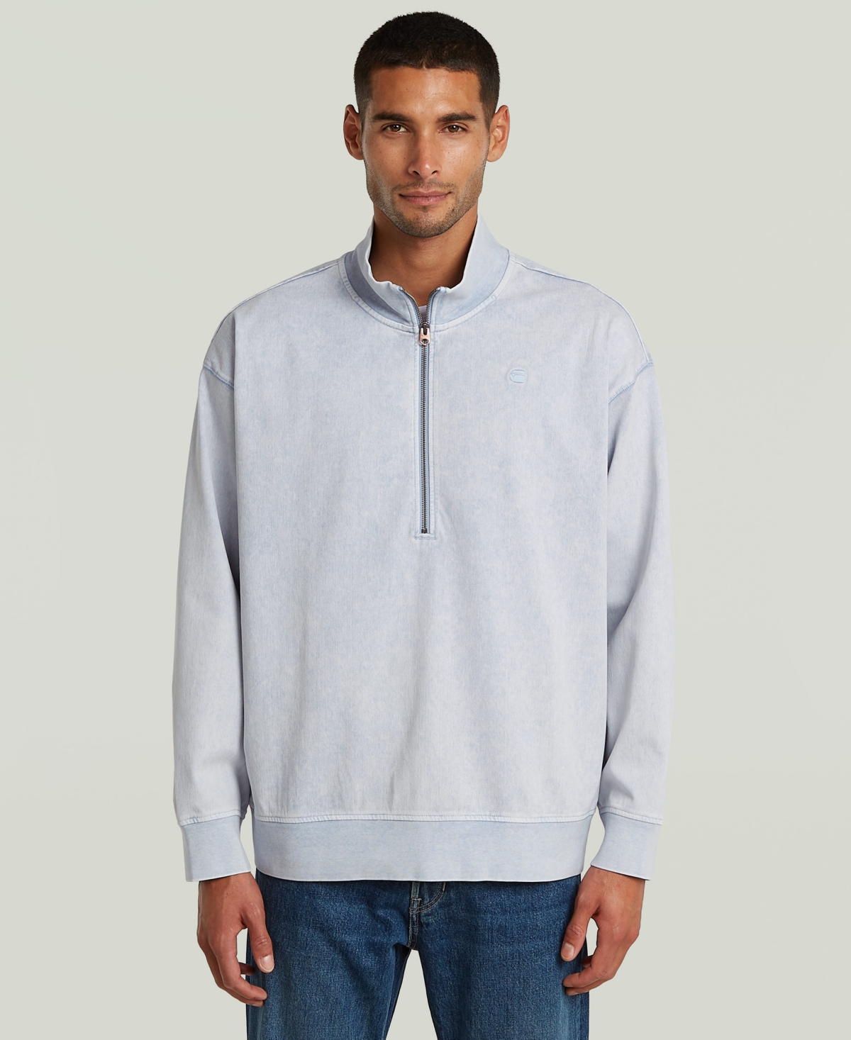 Click here for G-Star Raw Mens Relaxed Half-Zip Sweater - Snow bl... prices