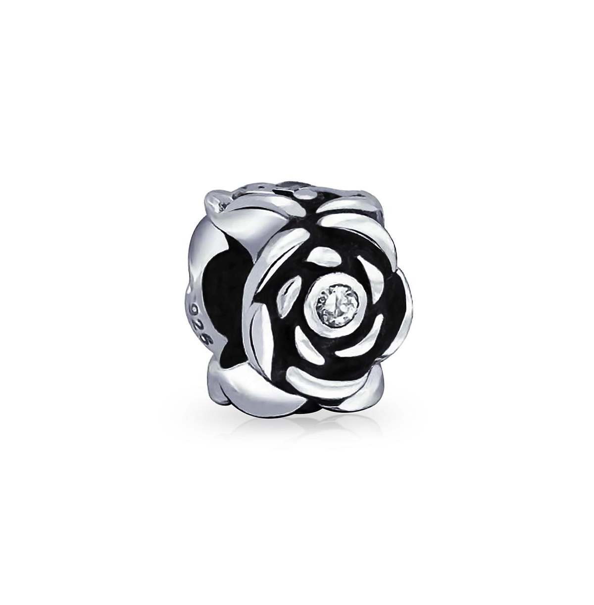 Click here for Bling Jewelry Flower Cz Accent Black Rose Charm Be... prices