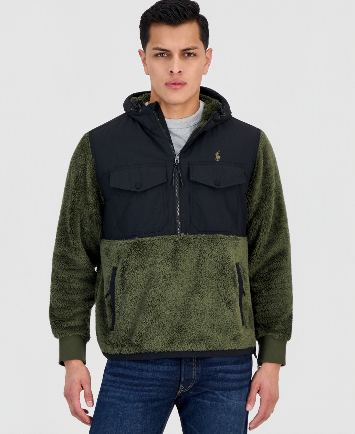 Click here for Polo Ralph Lauren Mens Hybrid Hooded Half-Zip Jack... prices