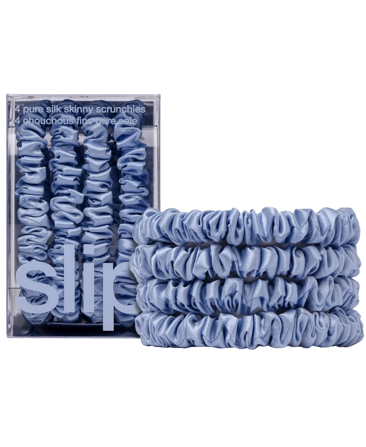 Click here for Slip 4-Pc. Cornflower Pure Silk Skinny Scrunchies... prices