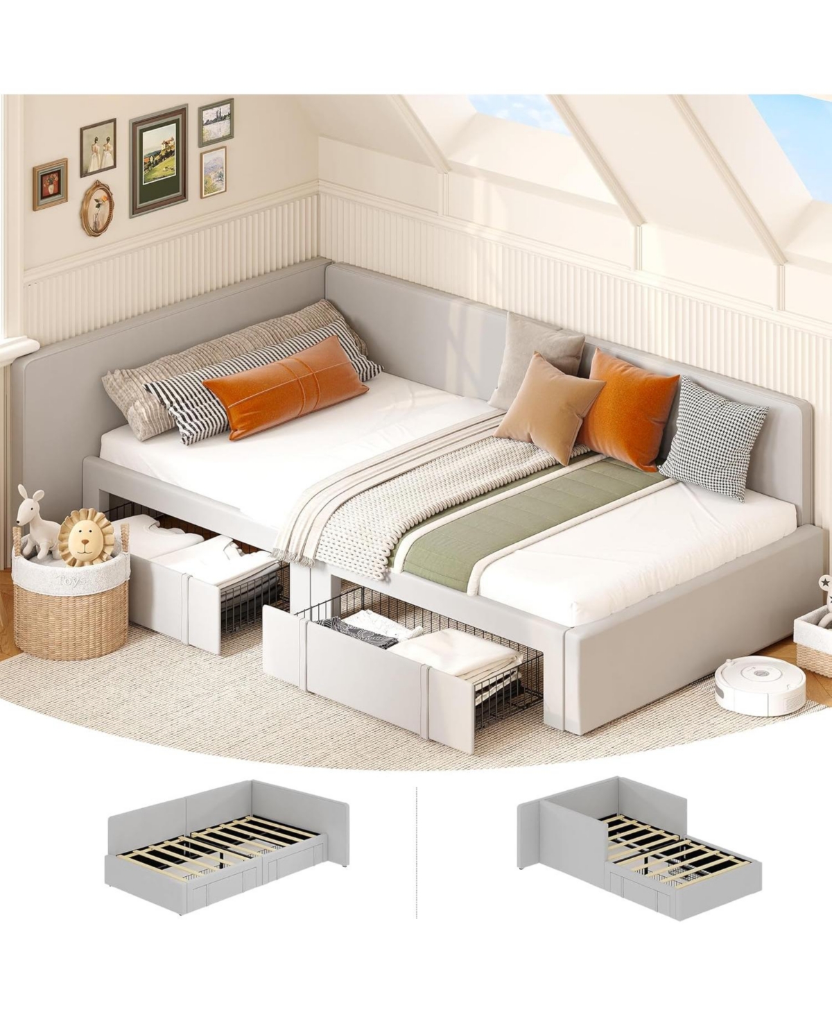 Click here for Gaomon Twin Daybed with storage drawers  velvet up... prices