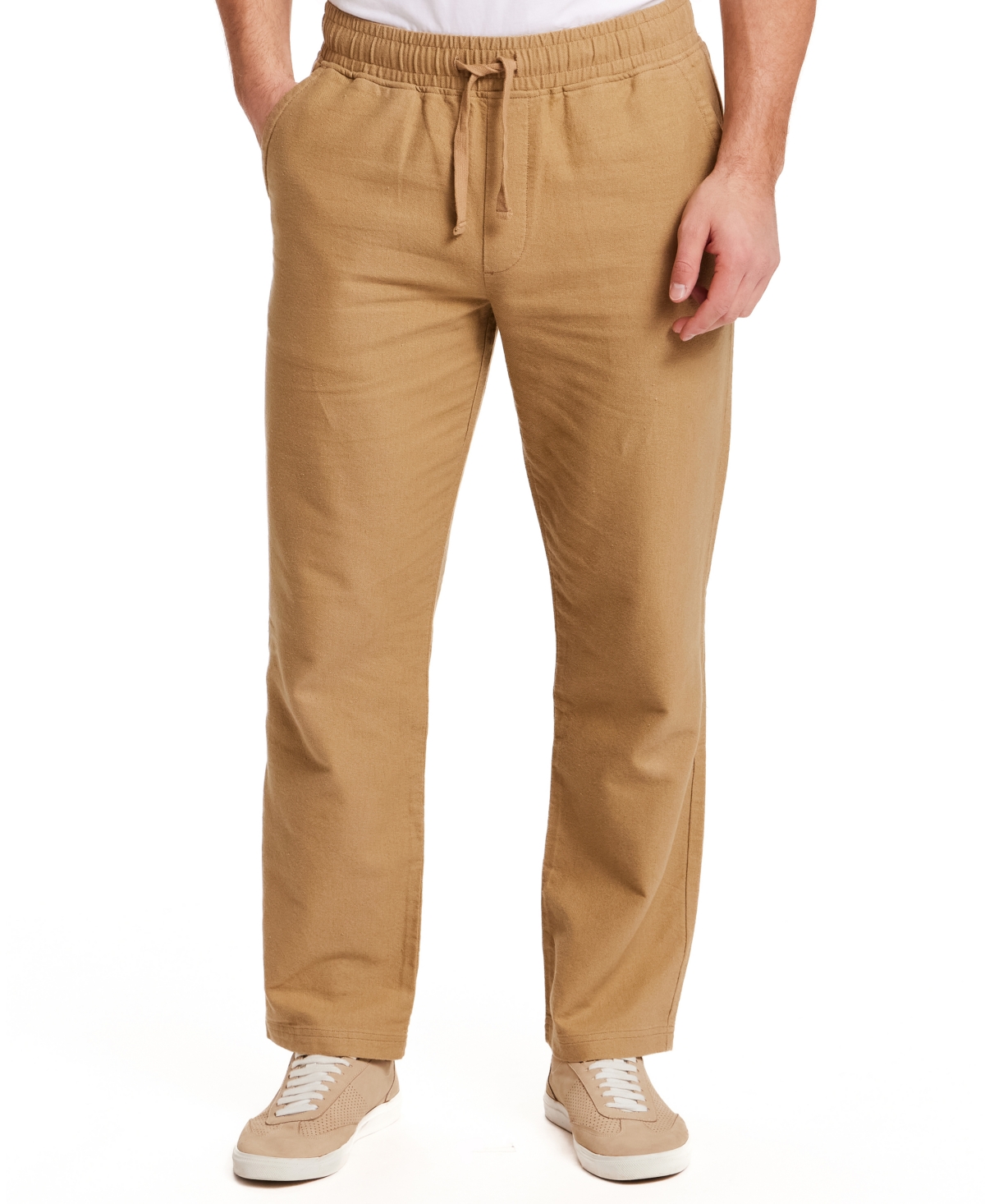 Click here for Vintage & Black Mens Linen Drawstring Pants - Khak... prices