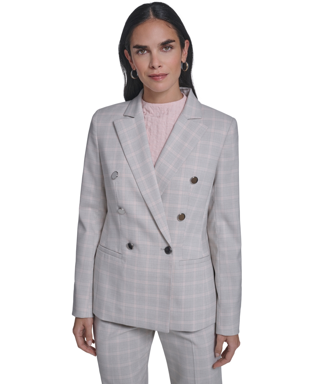 Click here for Calvin Klein Womens Windowpane Double-Breasted Jac... prices