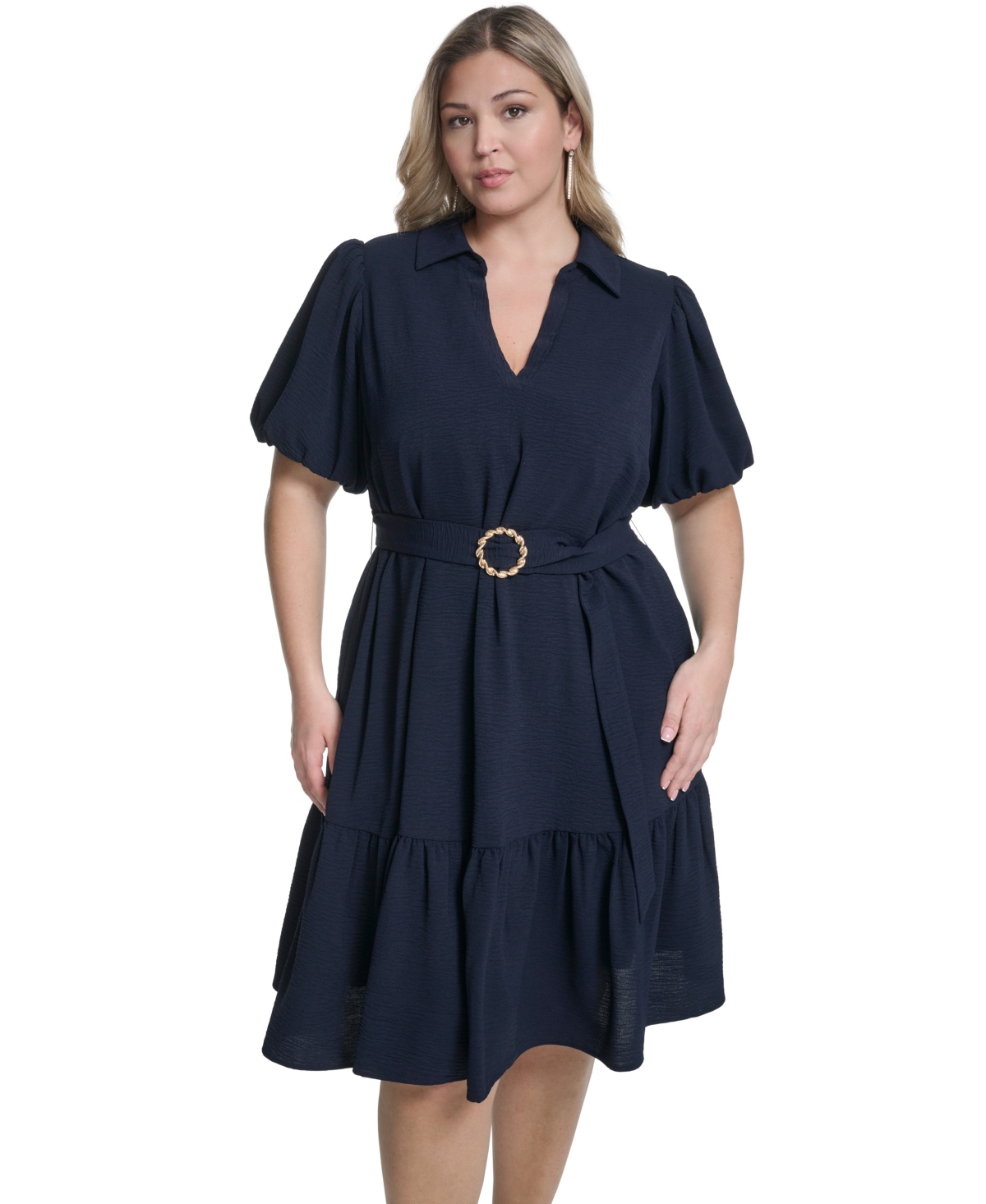 Click here for Jessica Howard Plus Size Single Tiered Shirt Dress... prices