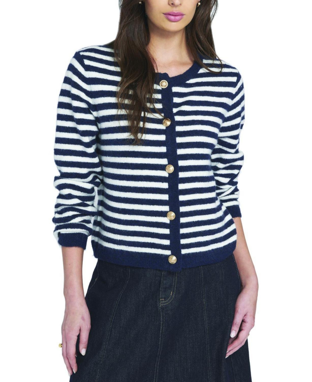 Click here for Elle Collection Womens Fuzzy Striped Cardigan Swea... prices